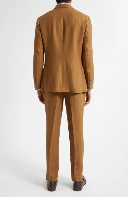 Isaia Unito Linen Twill Suit - Medium Brown