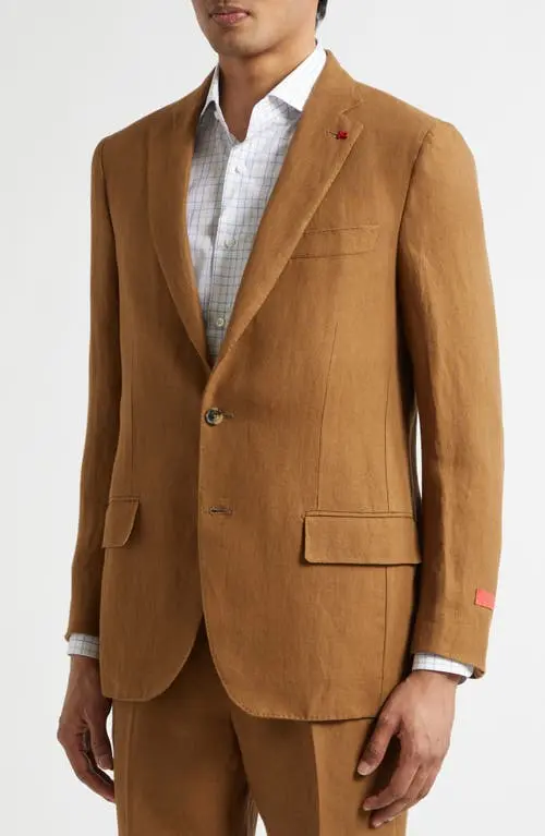 Isaia Unito Linen Twill Suit - Medium Brown