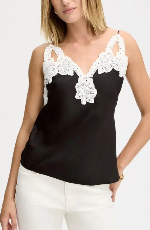 Sam Edelman Lace Trim Camisole - True Black