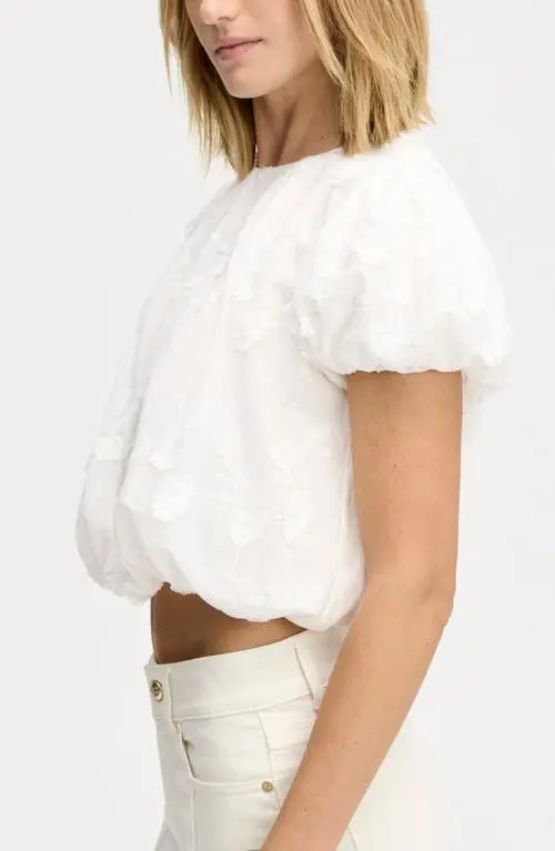 Sam Edelman Embroidered Floral Cotton Bubble Top - Bright White