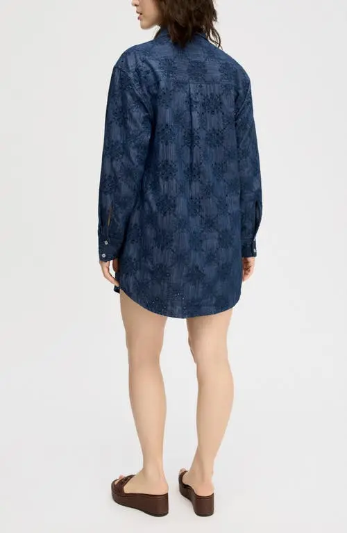 Sam Edelman Eyelet Embroidery Long Sleeve Shirtdress