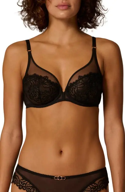 Simone Perele Idole Sheer Underwire Plunge Bra - Black