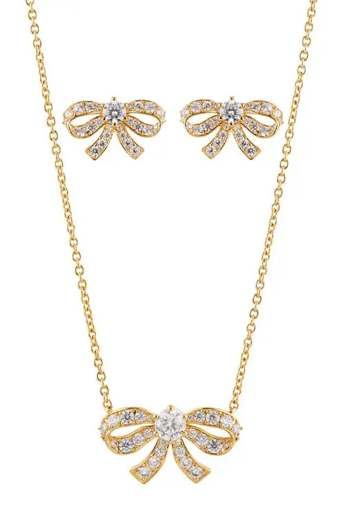 Nadri Bow Necklace & Earrings Set - Gold