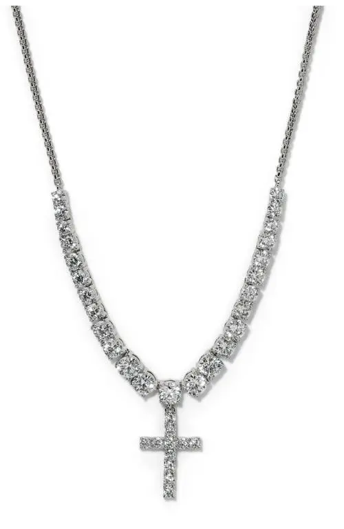 Nadri Astrid Cross Frontal Necklace - Rhodium