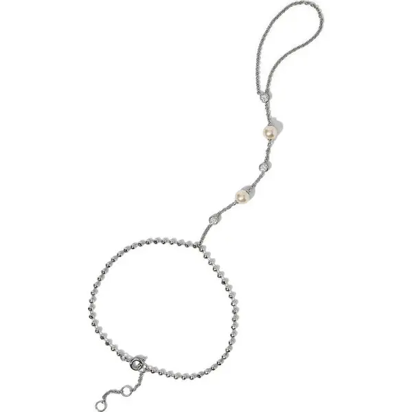 Nadri Esme Faux Pearl Hand Chain Bracelet - Rhodium