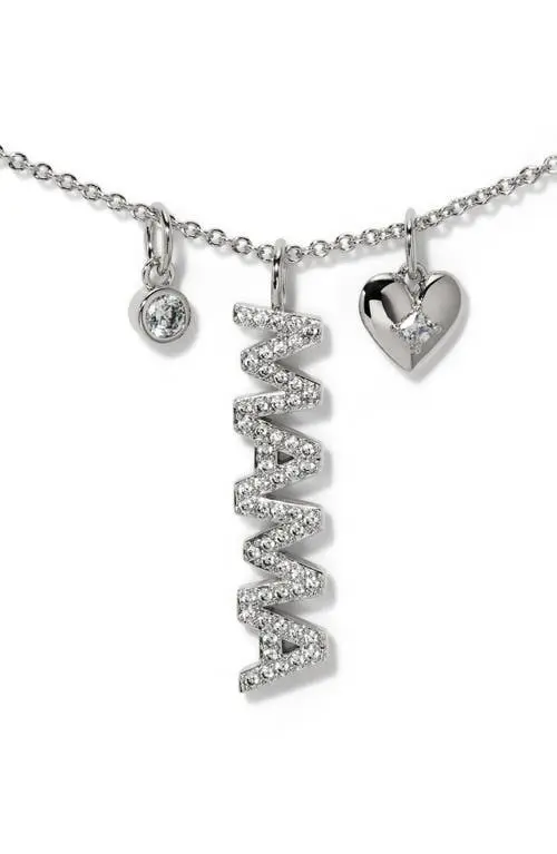 Nadri Mama Charm Necklace - Rhodium