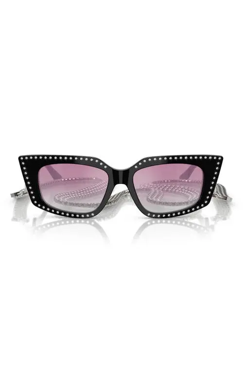 JIMMY CHOO 52mm Embellished Cat Eye Sunglasses - Black/clear Gradient