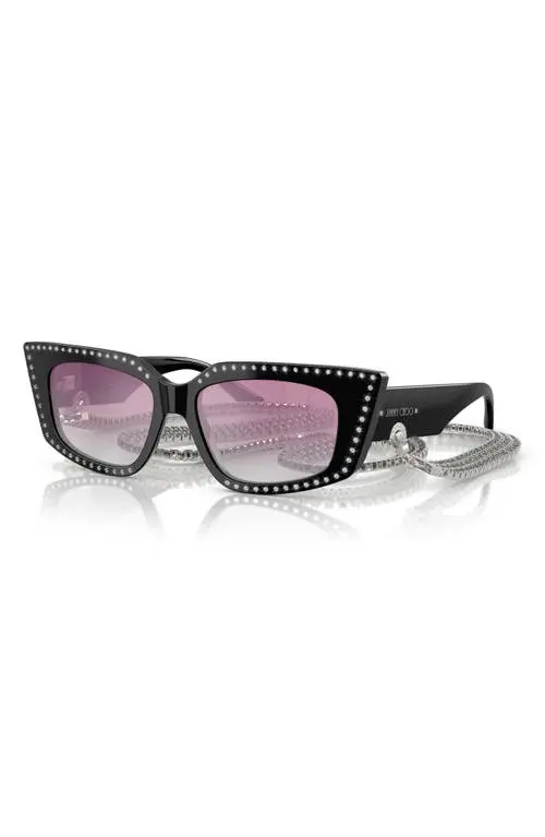 JIMMY CHOO 52mm Embellished Cat Eye Sunglasses - Black/clear Gradient