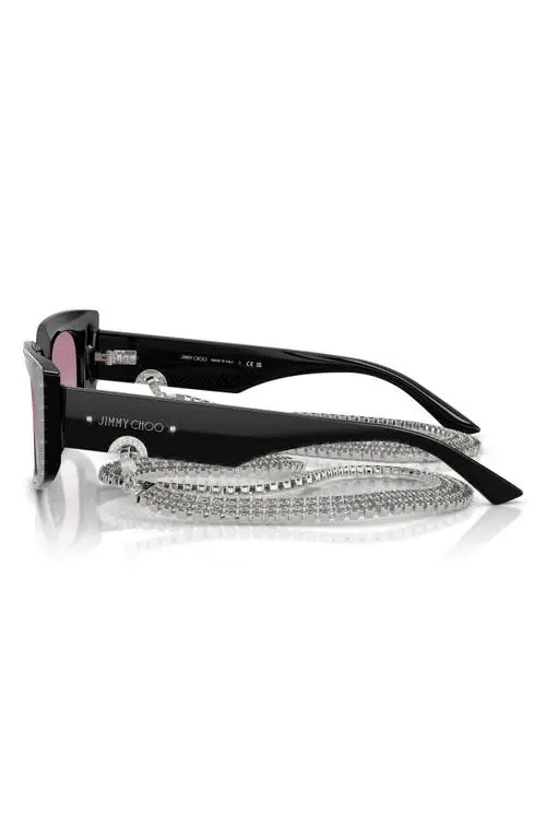 JIMMY CHOO 52mm Embellished Cat Eye Sunglasses - Black/clear Gradient