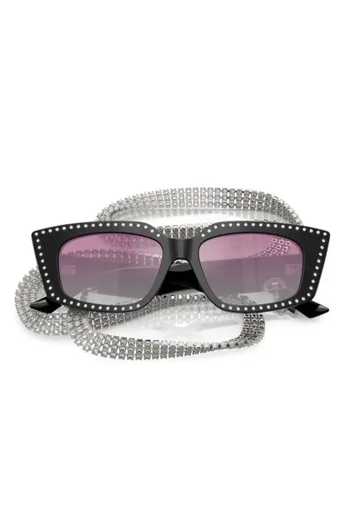 JIMMY CHOO 52mm Embellished Cat Eye Sunglasses - Black/clear Gradient