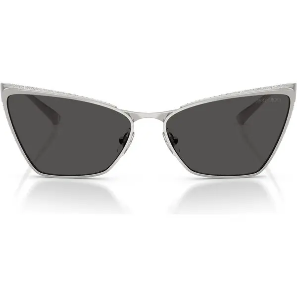 JIMMY CHOO 58mm Cat Eye Sunglasses - Silver/dark Grey