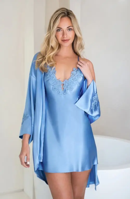 IN BLOOM BY JONQUIL Raelynn Lace Trim Satin Chemise - Corflblu