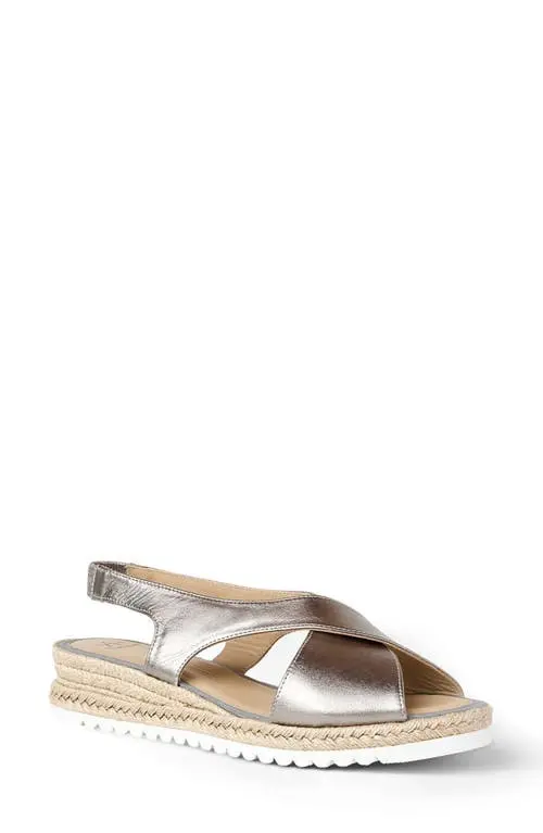 Aquatalia Adelina Espadrille Platform Wedge Sandals - Gunmetal Metallic