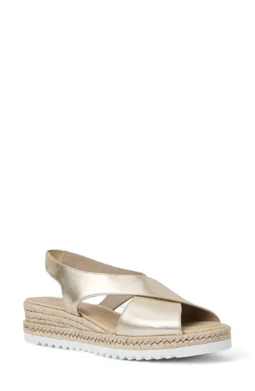 Aquatalia Adelina Espadrille Platform Wedge Sandals - Platino
