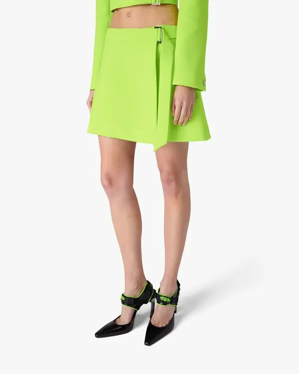 Casablanca A-line Crepe Mini Skirt With Belted Detail