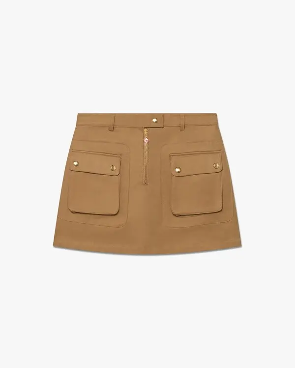Casablanca Beige Cotton Pocket Mini Skirt - Multicolor