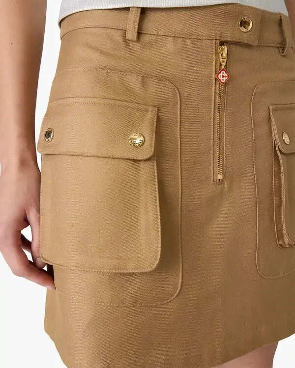 Casablanca Beige Cotton Pocket Mini Skirt - Multicolor