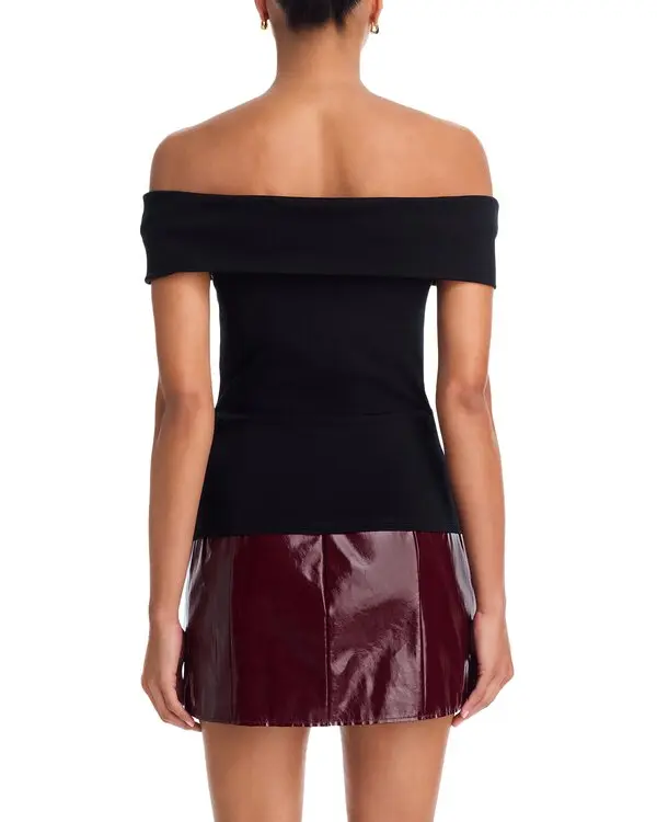 Aqua Ponte Off-the-shoulder Top - Black
