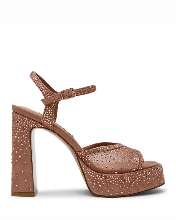 Steve Madden Liandra Rhinestone Platform Sandals - Mocha