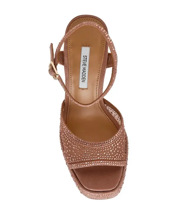 Steve Madden Liandra Rhinestone Platform Sandals - Mocha