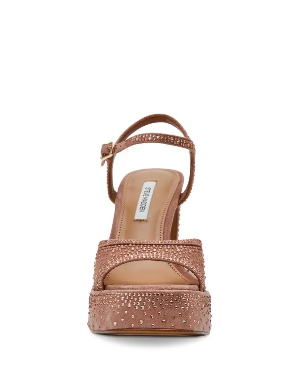 Steve Madden Liandra Rhinestone Platform Sandals - Mocha