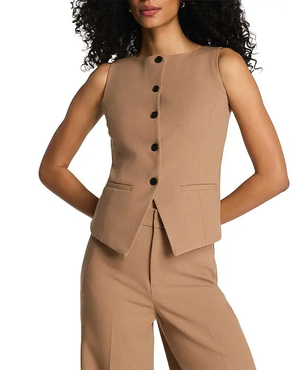Spanx Wellsuited Tailored Button-down Vest - Heather Camel