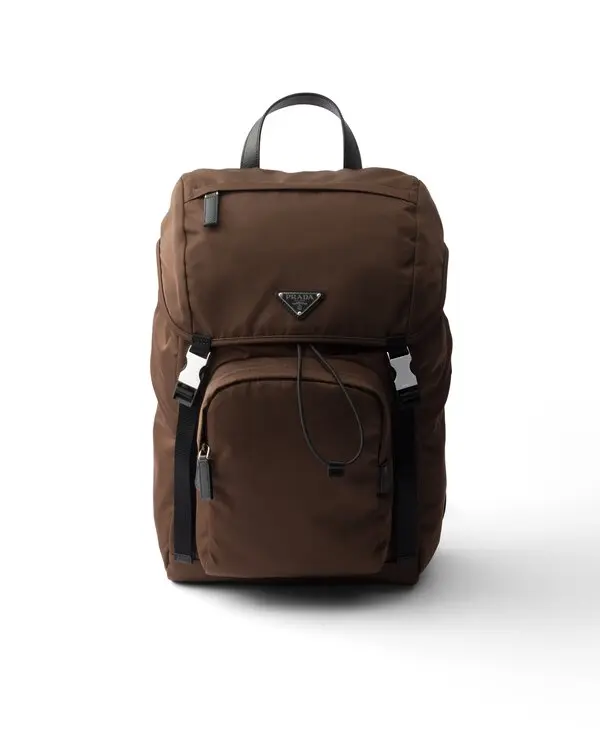 Prada Re-nylon And Saffiano Leather Backpack - Brown