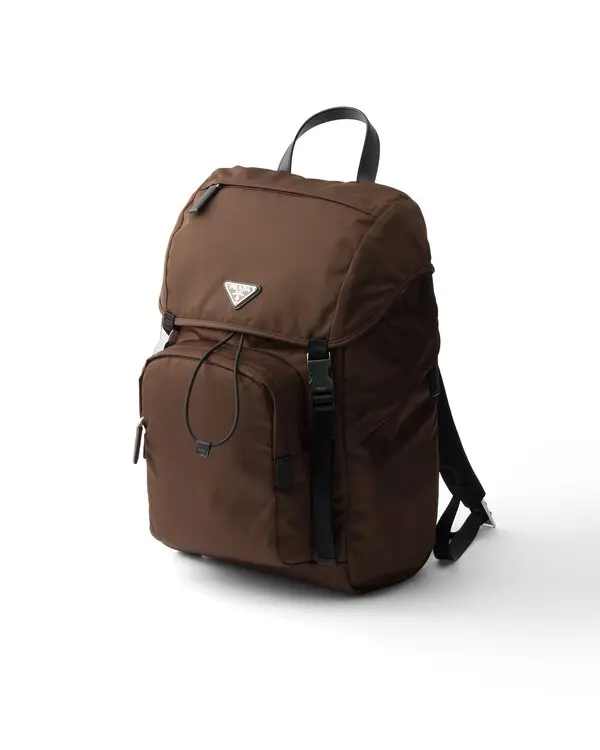 Prada Re-nylon And Saffiano Leather Backpack - Brown