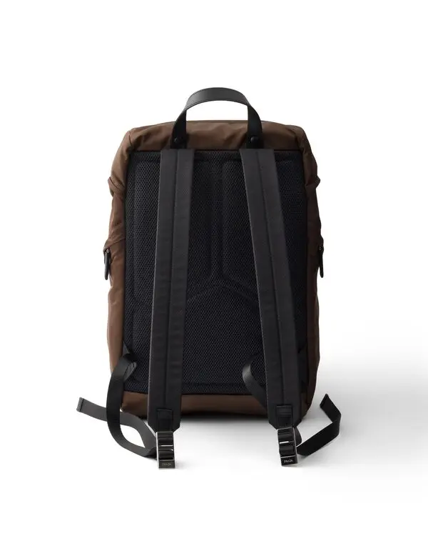 Prada Re-nylon And Saffiano Leather Backpack - Brown