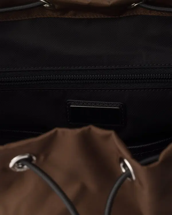Prada Re-nylon And Saffiano Leather Backpack - Brown