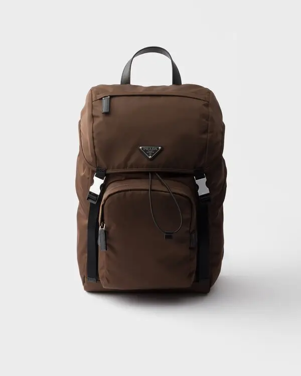 Prada Re-nylon And Saffiano Leather Backpack - Sienna
