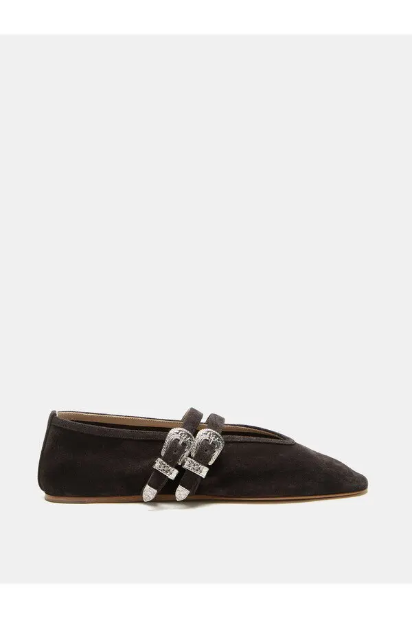 Le Monde Beryl Ballet Claudia Slipper In Pepper Suede - Red