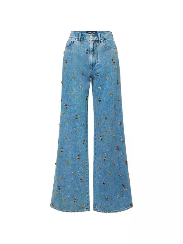 Veronica Beard Embellished Wide-leg Jeans