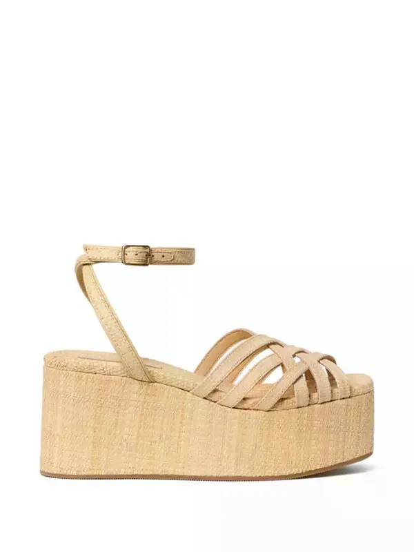 LOEFFLER RANDALL Channing Platform Crossover Sandals - Neutrals
