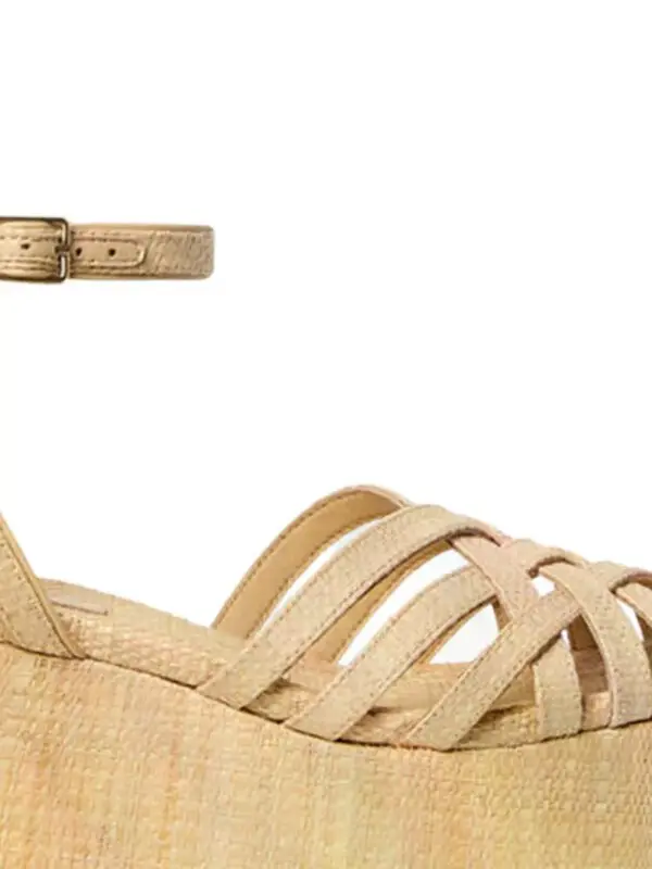 LOEFFLER RANDALL Channing Platform Crossover Sandals - Neutrals