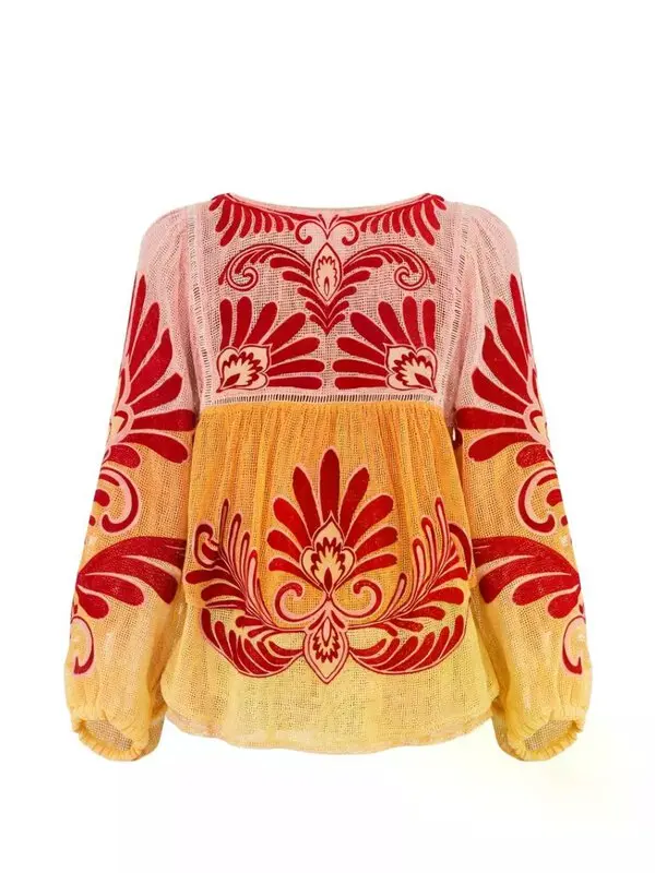 Farm Rio Floral Print Tie Blouse