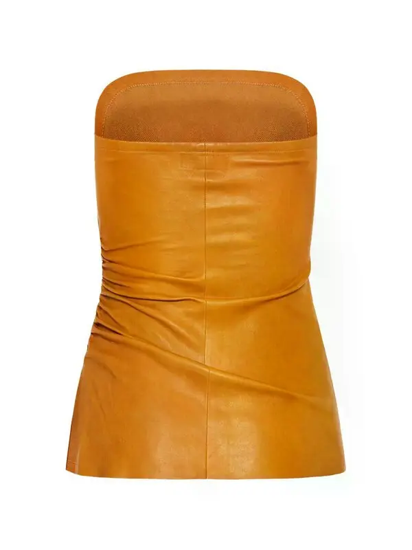 Stouls Gathered Leather Top - Orange