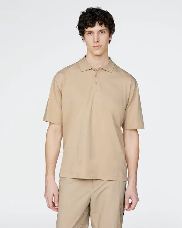 ATM Anthony Thomas Melillo Heavyweight Jersey Polo T-shirt Cotton - Macadamia