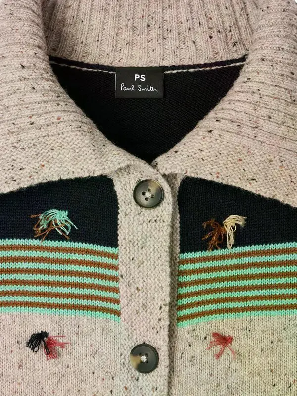 Paul Smith Block Stripe Knit Wool Cardigan