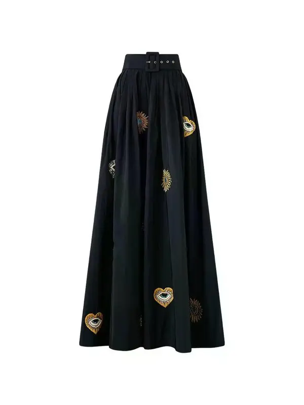 Camilla Belted Taffeta Skirt