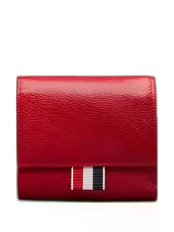 Thom Browne Grain-leather Tricolour-ribbon Wallet - Red