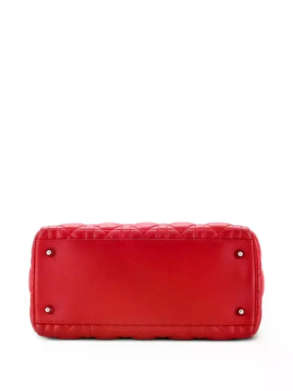 Dior Lady Bag Cannage Quilt Lambskin Medium Satchel - Red