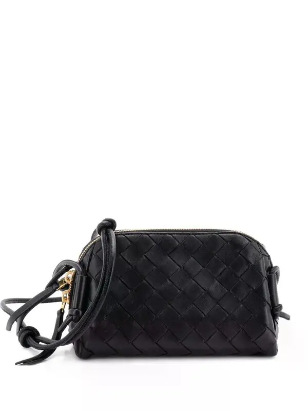 Bottega Veneta Concert Pouch Intrecciato Nappa Mini Crossbody Bag - Black
