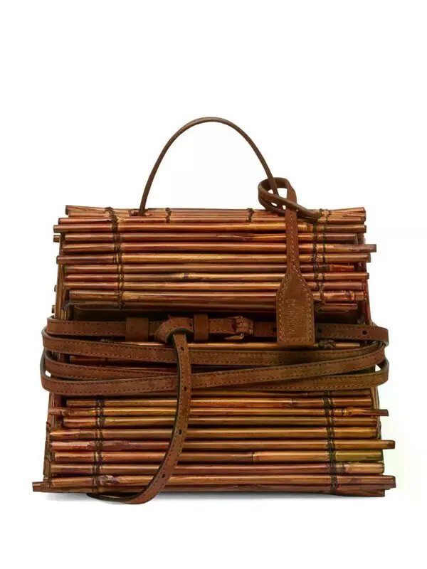 Moschino Hand-woven Bamboo Tote Bag