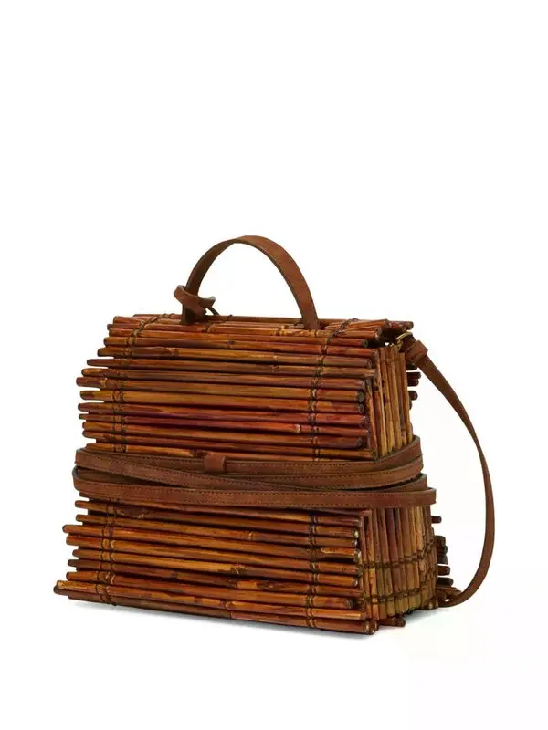 Moschino Hand-woven Bamboo Tote Bag