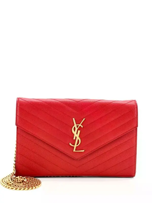 Saint Laurent Monogram Wallet On Chain - Red