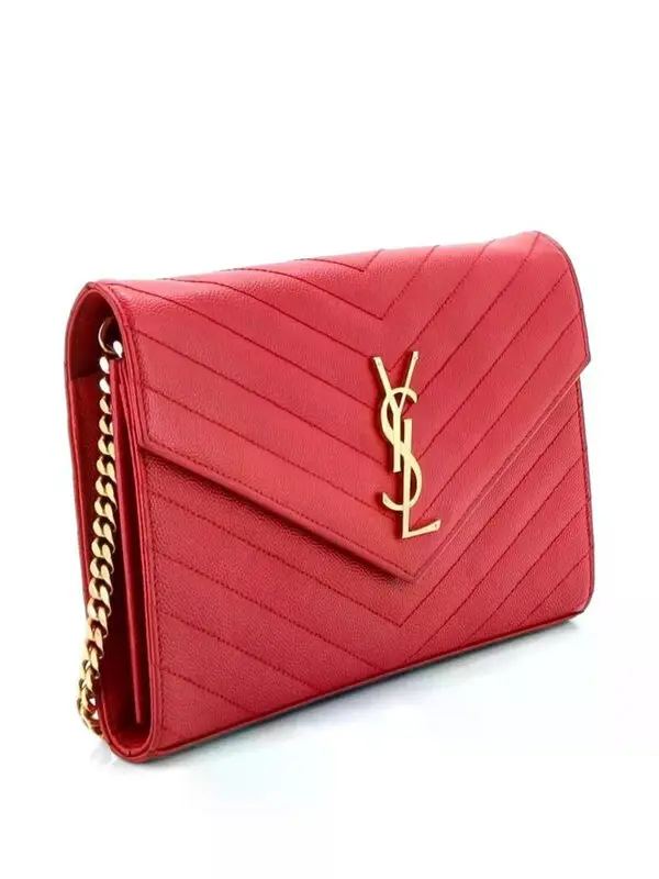 Saint Laurent Monogram Wallet On Chain - Red