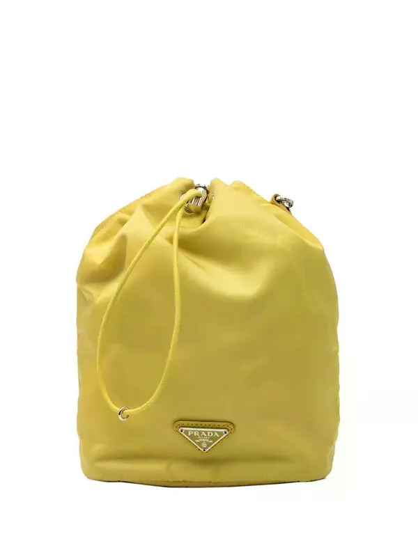 Prada 2000-2013 Tessuto Drawstring Wristlet Pouch - Yellow
