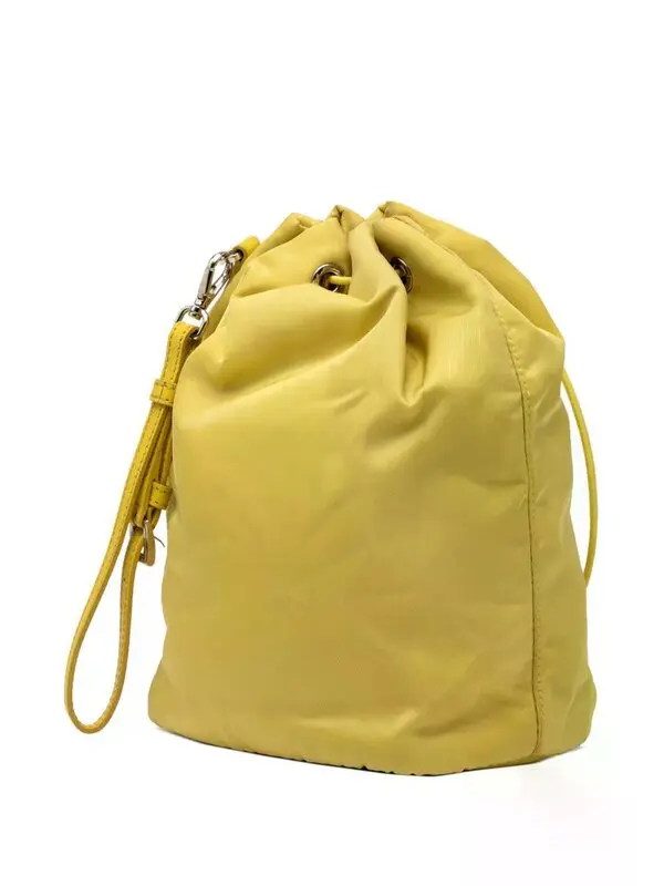 Prada 2000-2013 Tessuto Drawstring Wristlet Pouch - Yellow
