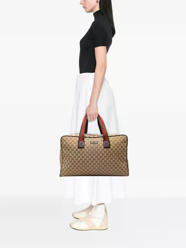 Gucci Gg Canvas Web Travel Bag - Brown
